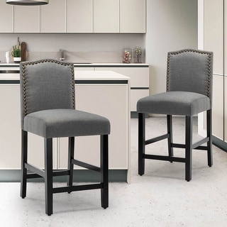 24 Inches Fabric Upholstered Nailhead Trim Counter Height Bar stools ...
