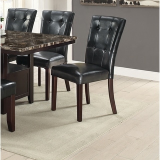 Modern Parson Chairs Black Faux Leather Tufted Set of 2 Side Chairs ...