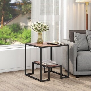 2-Tier Sturdy End Table, Modern Nesting Coffee Table for Home Living ...