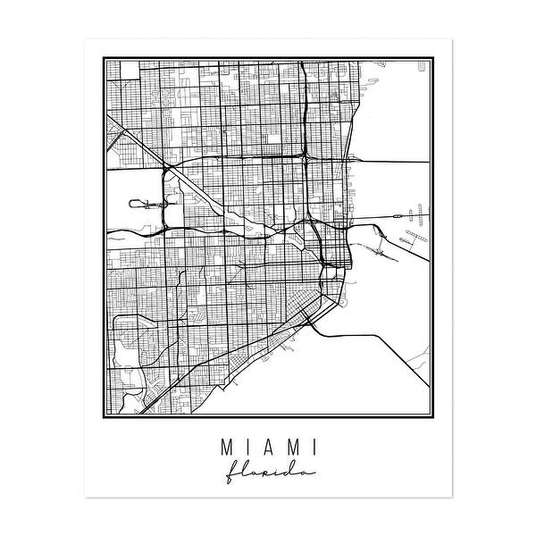 Miami Florida Miami Florida Street Map Maps Urban Art Print/Poster ...