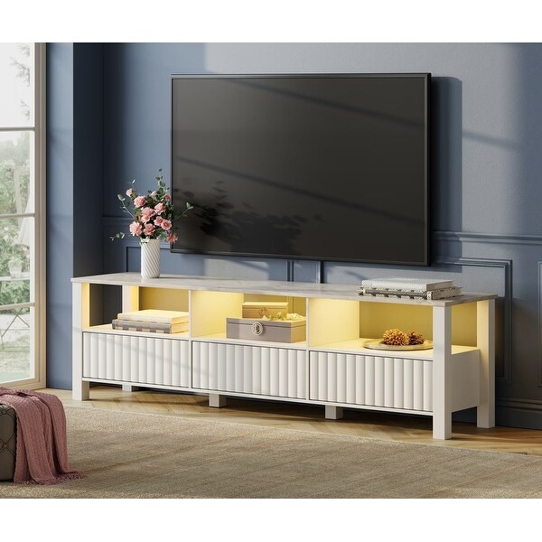 White TV Stand for 65 100 Inch TV with LED Light Modern TV Console On Sale Bed Bath Beyond 33607473