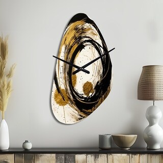 Black And Gold The Art Of Chaos IV - Abstract Painting Wall Clock in ...