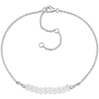 Miadora 4mm White Topaz beads 0.73ct TGW Bracelet in 1 mm Rolo Chain in ...
