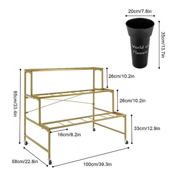 3 Tier Gold Flower Display Stand Rack With 12PCS Buckets - Bed Bath ...