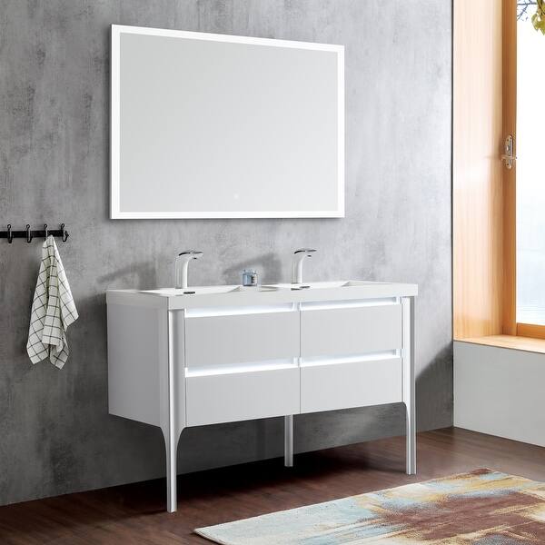 Willa 48" Double Bathroom Vanity Set with LED Lights - Bed Bath ...
