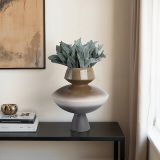 Pottery Vase Artesa Geometric Pedestal Form Handmade Flared Neck - Bed ...