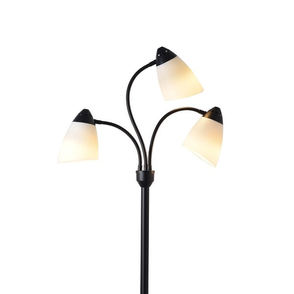 3 Head Floor Lamp Black with White Plastic Shades and with LED Bulbs Included Bed Bath Beyond 36192183