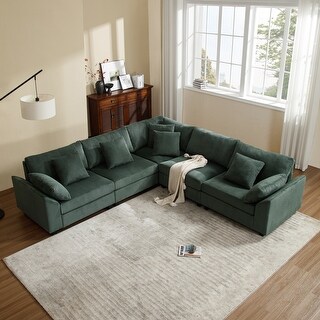 Oversized Modular Sectional Sofa Set, Corduroy Deep 5 Seat Corner Sofa ...