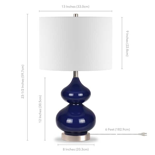 Katrin Glass Double Gourd Table Lamp in Navy Blue - Bed Bath & Beyond ...
