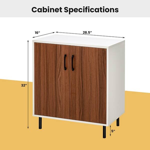 2-Door Buffet Storage Cabinet Kitchen Cupboard with Adjustable Shelf ...