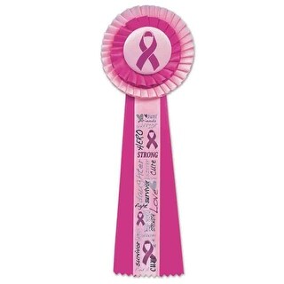 3 Pink Breast Cancer Awareness Deluxe Rosette School and Sports Award ...