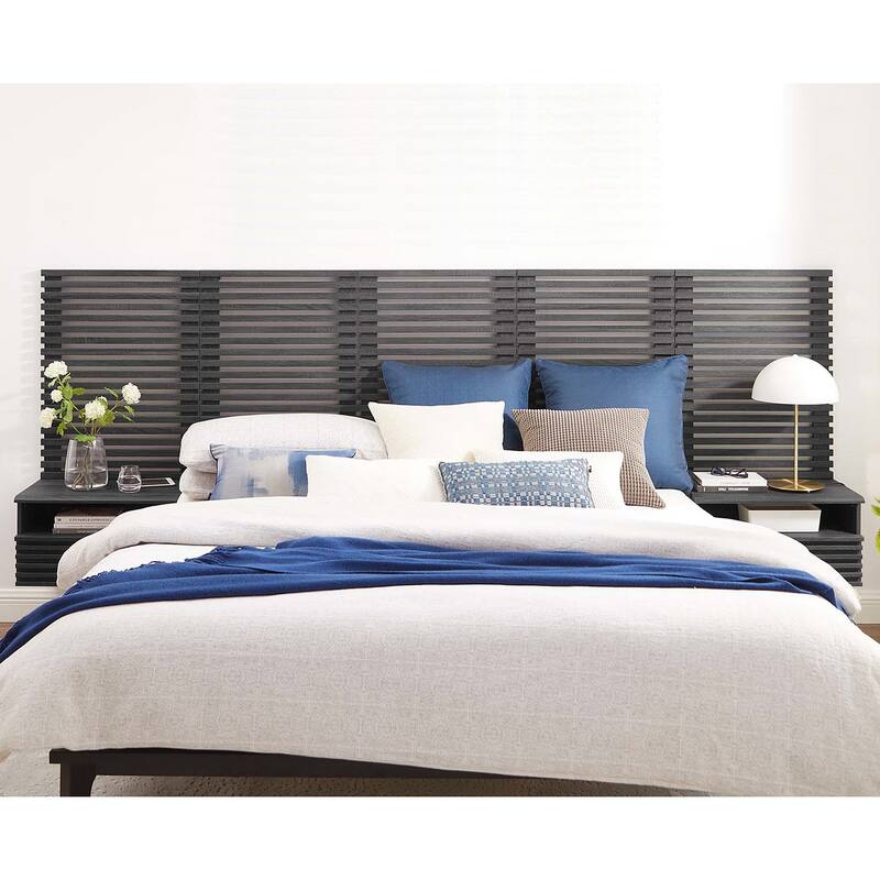 Vidalia Mid-century Modern Charcoal Wooden Floating Queen Size ...