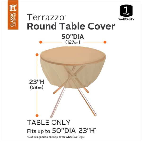 Classic Accessories Terrazzo Water-Resistant 50 Inch Round Patio Table ...