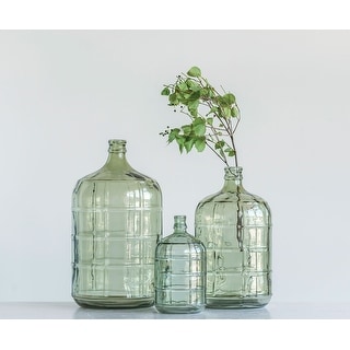 Large Transparent Green Vintage Reproduction Glass Bottle with Embossed ...
