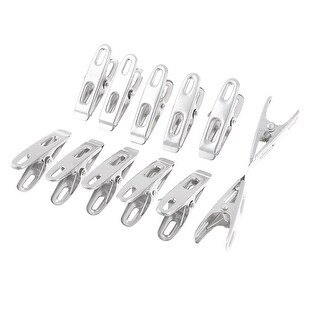 12 Pcs Silver Tone Metallic Clothing Hanging Clips Clothes Pins ...