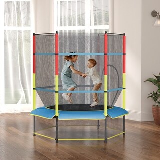 Outdoor Trampoline with Safety Enclosure Net, Jumping Exercise Fitness ...