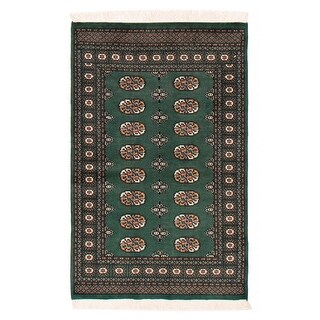 ECARPETGALLERY Hand-knotted Finest Peshawar Bokhara Green Wool Rug - 3 ...