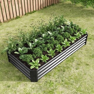 Corrugated Raised Garden Bed Kit, Outdoor Metal Rectangle Raised Beds ...