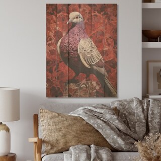 Designart "Messenger Dove" Dove Wood Wall Decor - Modern Coral Wood ...