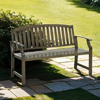 Outsunny 46" Outdoor Garden Bench, Wood Look Slatted Frame Furniture ...