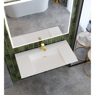 Vanish 36" Wall Mount Modern Ultraminimalist Bathroom Sink - Bed Bath ...