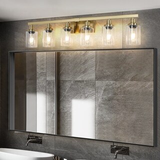 Golden 6-Light Vanity Light, Modern Iron Metal Bathroom Wall Fixture(No ...