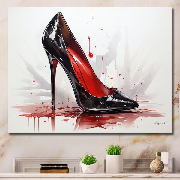 Stupell Fashion Red Bottom Bow High Heels Shoes Shopping Canvas Wall ...
