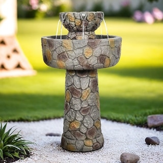 25.7in H Garden Water Fountain - Outdoor Bird Bath Waterfall Fountain ...