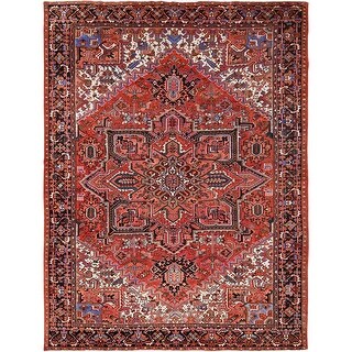 Shahbanu Rugs Chili Red Semi Antique Persian Heriz Good Condition ...