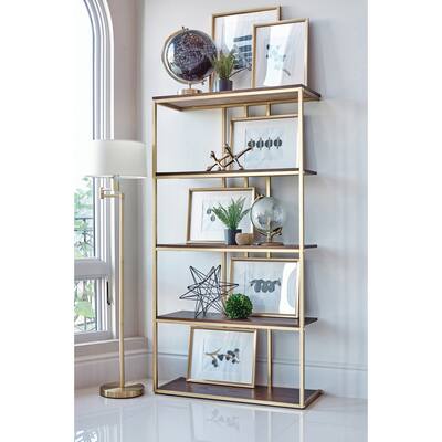 Carson Carrington Oedeshoeg Matte Brass and Cherry 4-tier Bookcase ...