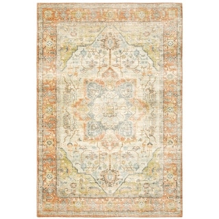 Pueblo Orange Blue Abstract Casual Area Rug - Bed Bath & Beyond - 38357618