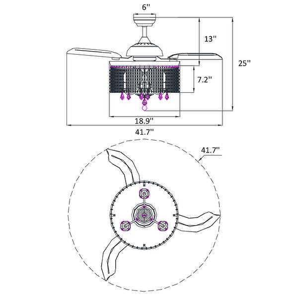 42 Inch 3-Lights E12 Fixture for Restaurant Living Room Bedroom Iron ...