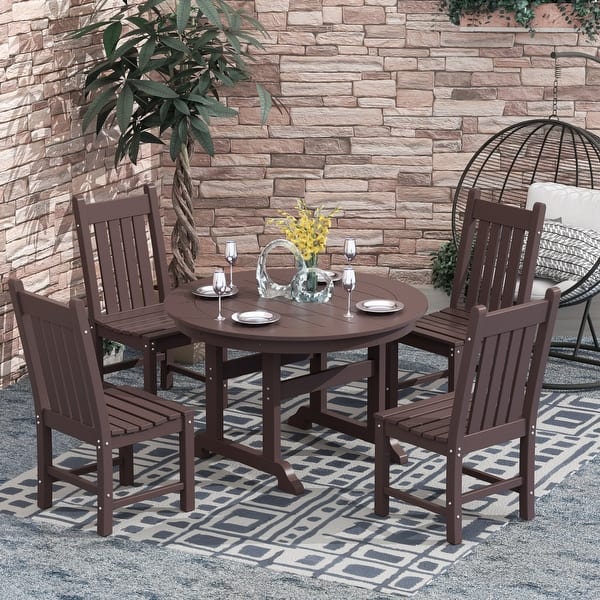 Laguna Hdpe All Weather Outdoor Patio Dining Set with Round Table ...