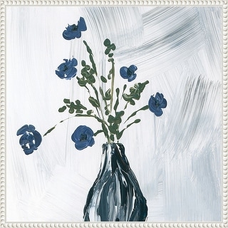 Dusty Blue Floral Spray by Lucille Price Framed Canvas Wall Art Print ...