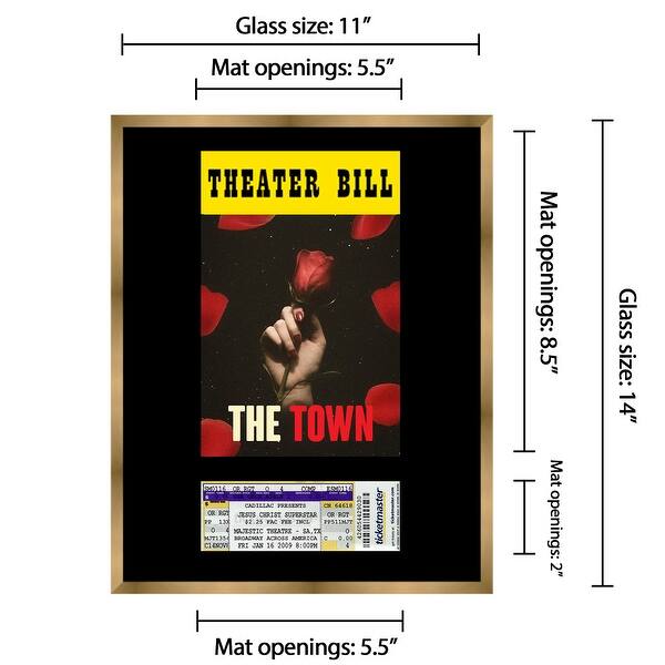 11x14 Gold Playbill Frame with Black Mat with 2 Openings to Display 1 ...