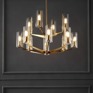 SAFAVIEH Couture Lorna Glass Chandelier - 32 In W x 32 In D x 27-75 In ...