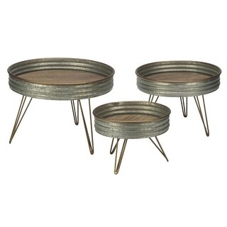 Set of 3 Silver and Brown Round Risers Display Stands 14.5" - Bed Bath ...
