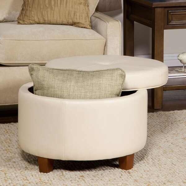 Ivory leather ottoman store