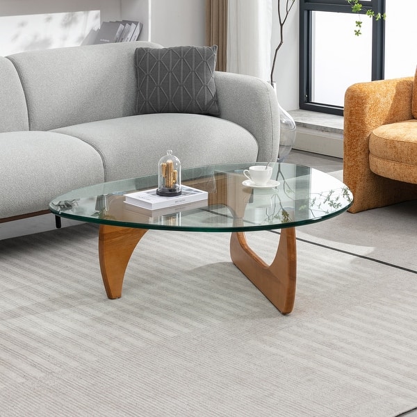 Mixoy Modern Tempered Glass Top Table,Noguchi Triangle Glass Coffee ...
