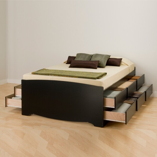 Prepac Tall Queen Captain s Platform Storage Bed with 12 Drawers Bed Bath Beyond 3701480