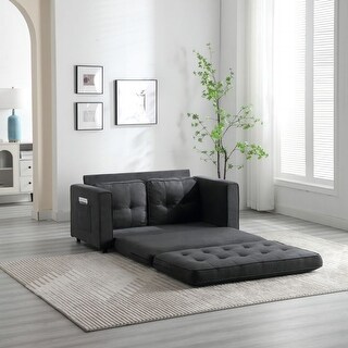 3 Fold Futon Sofa Bed Sleeper Loveseat w/ Pull-out Bed & Storage Bag ...