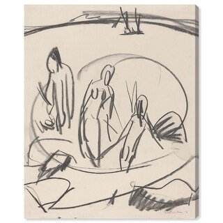 Three Bathers in the Sea Canvas Vintage Figurative by Art Remedy - Bed ...