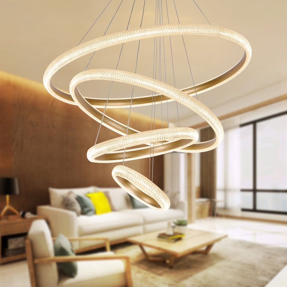Moden 4-Ring Shape Sparkling LED Pendant Light Fixture - On Sale - Bed ...