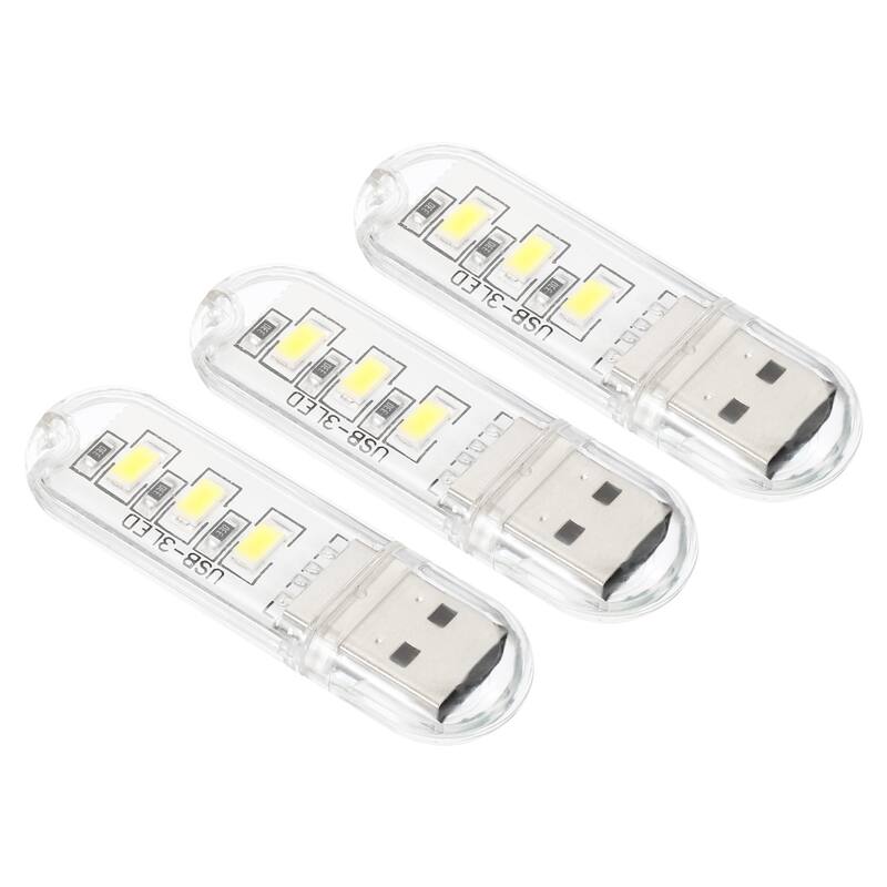 3Pcs USB Night Light Portable Plug-in Mini LED Lamp Stick 3 Beads ...