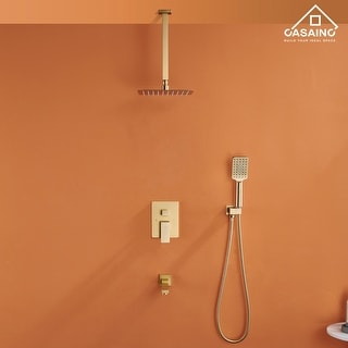 3-Spray Pattern 12 in Ceiling Mount Shower Head, Tub Spout and ...