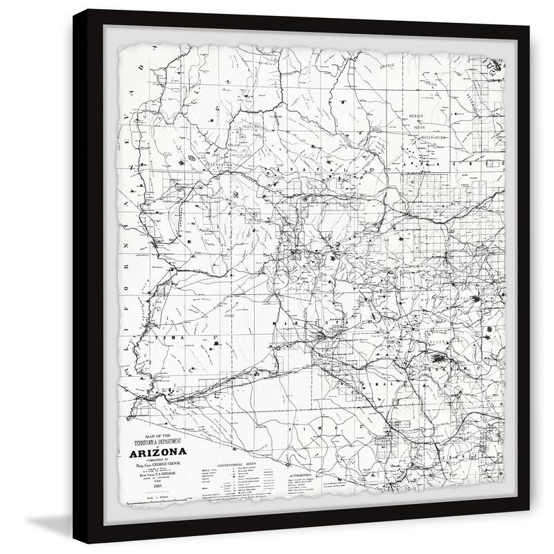 'Arizona Gray Map' Framed Painting Print - Overstock - 33068958