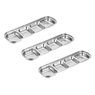 Stainless Steel Sauce Dish Dipping Bowls with Compartment Divided ...