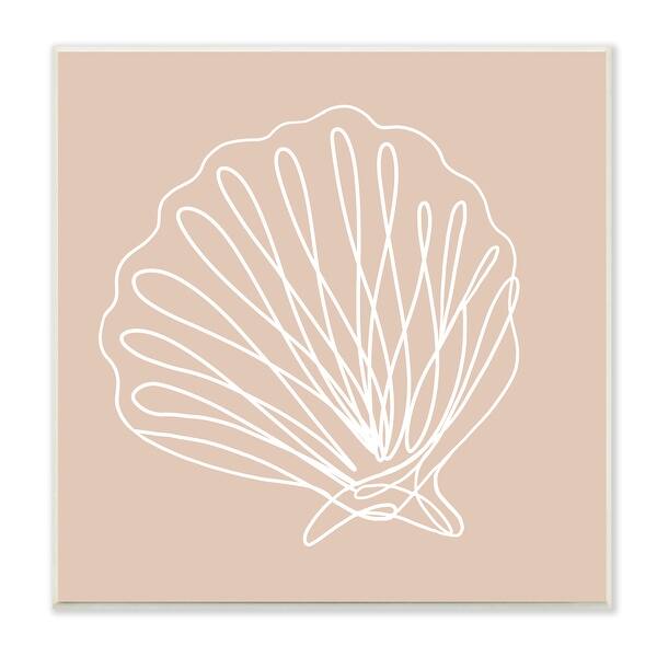Stupell Clam Shell Squiggle Doodle Tan Sea Life Wood Wall Art, Design ...