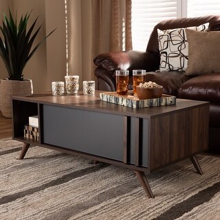Naoki Modern and Contemporary Two-Tone Grey and Walnut Finished Wood 1 ...