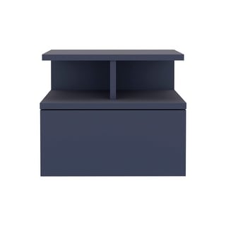 Floating Nightstand with Drawer and Shelves, Navy Blue - Bed Bath ...
